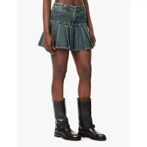 Levi'S X Adsb Andersson Bell Pleated Mini Denim Skirt - Med Indigo